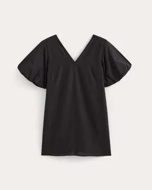 Everlane Bubble-sleeve Mini Dress In Cotton Silk Voile - Black