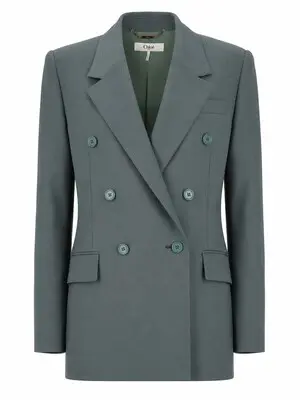 Chloé Giacca Sartoriale Doppiopetto In Gabardine - Grey