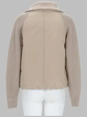 Brunello Cucinelli Techno Cotton Taffeta And Virgin Wool Blend Puffer Jacket - Beige