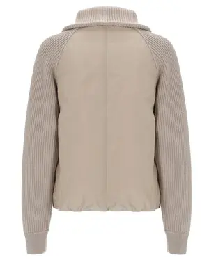 Brunello Cucinelli Techno Cotton Taffeta And Virgin Wool Blend Puffer Jacket - Beige