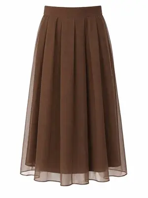 Brunello Cucinelli Silk Organza Skirt - Brown