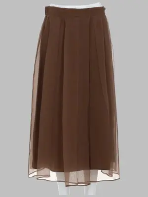 Brunello Cucinelli Silk Organza Skirt - Brown