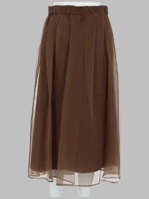 Brunello Cucinelli Silk Organza Skirt - Brown