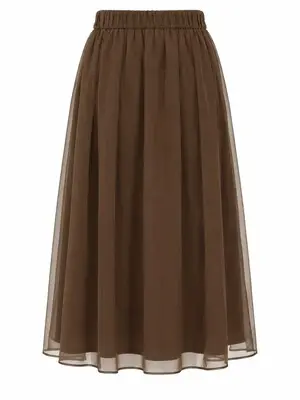 Brunello Cucinelli Silk Organza Skirt - Brown