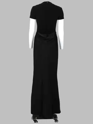 ROTATE BY BIRGER CHRISTENSEN Draped Maxi Dress With Short Sleeves - Black