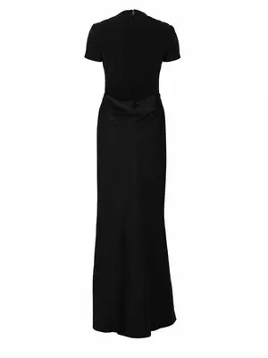 ROTATE BY BIRGER CHRISTENSEN Draped Maxi Dress With Short Sleeves - Black