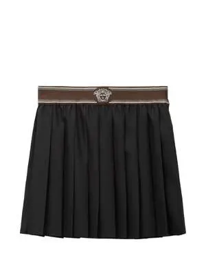 Versace Medusa Motif Wool-mohair Pleated Skirt - Nero