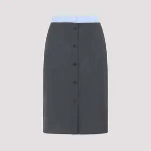 Prada Wool Midi Skirt - Blue