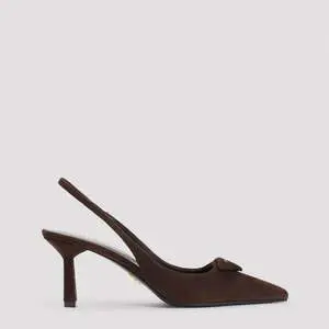 Prada Leather Pumps With 8cm Heel, Fw26 - Brown