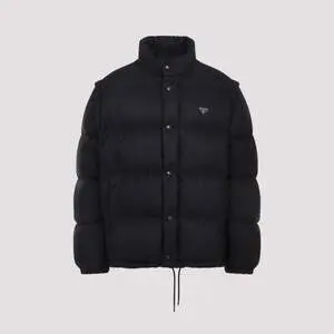 Prada Down Puffer Jacket In Polyamide With 90% Down & 10% Feather - Black