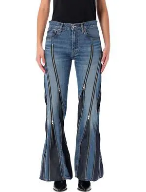 Junya Watanabe Zipped Flared Jeans - Blue