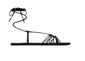 Saint Laurent Babylone Flat Leather Sandals With Tie Fastening