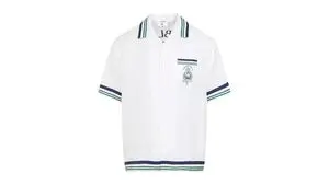 Casablanca Hotel Emblem Cuban Collar Short Sleeve Shirt - White
