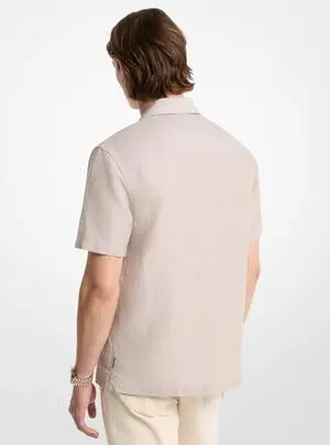Michael Kors Striped Linen Cotton Camp Shirt