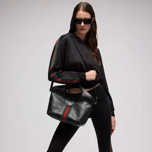 Gucci Giglio Small Tote Bag In Leather - Black