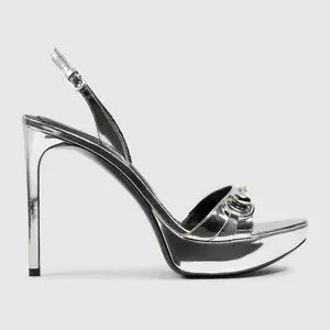 Gucci Donna Platform Sandal With Horsebit Detail - Silver