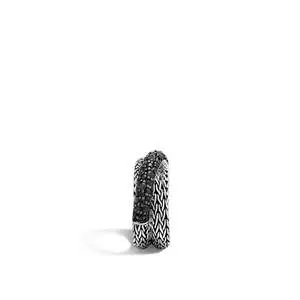 John Hardy Classic Chain Overlap Ring With Black Sapphire