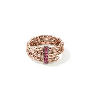 John Hardy Spear Double Wrap Ring, Rose Gemstones - Gold