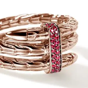 John Hardy Spear Double Wrap Ring, Rose Gemstones