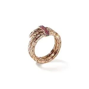 John Hardy Spear Double Wrap Ring, Rose Gemstones
