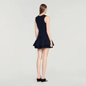 Sandro Mini Knit Dress With Ruffles
