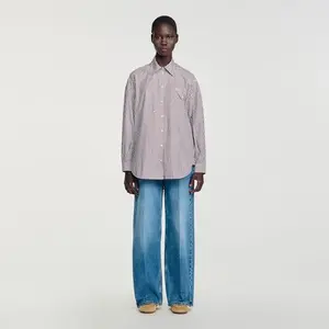 Sandro Oversized Striped Shirt With Rhinestone Embellishments