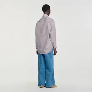 Sandro Oversized Striped Shirt With Rhinestone Embellishments