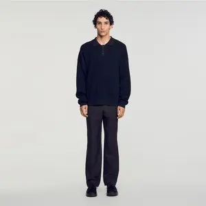 Sandro Ribbed Alpaca Polo Shirt