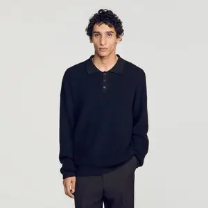Sandro Ribbed Alpaca Polo Shirt