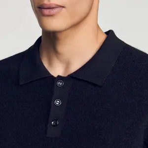Sandro Alpaca Polo Sweater - Black