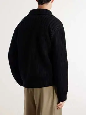 Dries Van Noten Shawl-collar Ribbed Wool Cardigan