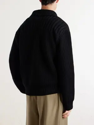 Dries Van Noten Shawl-collar Ribbed Wool Cardigan