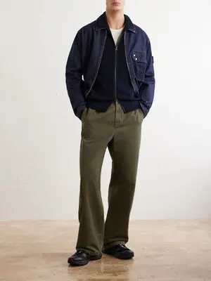Stone Island Ribbed Cotton Zip-up Sweater