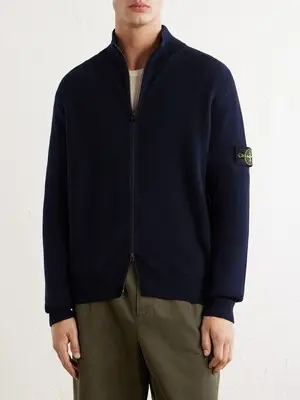 Stone Island Ribbed Cotton Zip-up Sweater