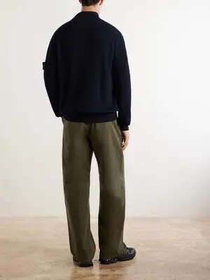 Stone Island Ribbed Cotton Zip-up Sweater