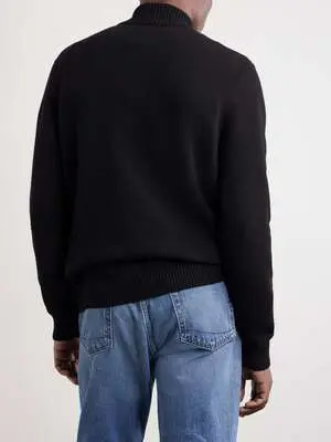 Moncler Logo-appliquéd Wool And Cashmere-blend Half-zip Sweater