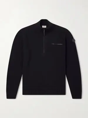 Moncler Half-zip Wool And Cashmere-blend Sweater With Appliqu