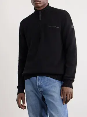 Moncler Half-zip Wool And Cashmere-blend Sweater With Appliqu