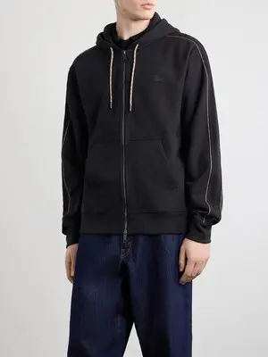 Burberry Logo-embroidered Cotton-jersey Zip-up Hoodie