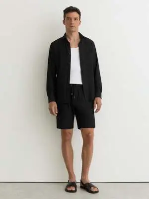 REISS Solarko Seersucker Cutaway-collar Shirt Regular-fit - Black