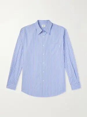 Saint Laurent Logo-embroidered Striped Cotton-poplin Shirt