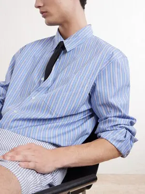 Saint Laurent Logo-embroidered Striped Cotton-poplin Shirt