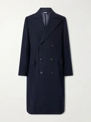 Boglioli Double-breasted Virgin Wool And Cashmere-blend Twill Coat - Blue