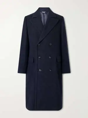 Boglioli Double-breasted Virgin Wool And Cashmere-blend Twill Coat - Navy