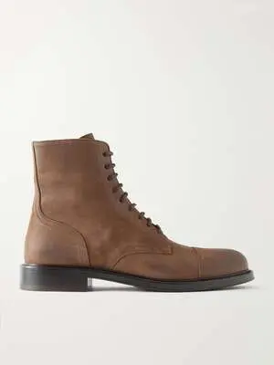 Brunello Cucinelli Suede Derby Boots - Brown