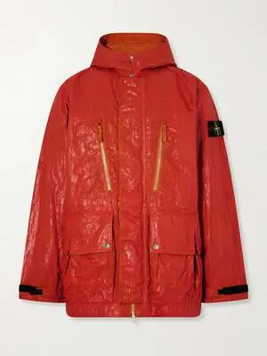 Stone Island Garment-dyed Recycled Crinkled-shell Jacket - Orange