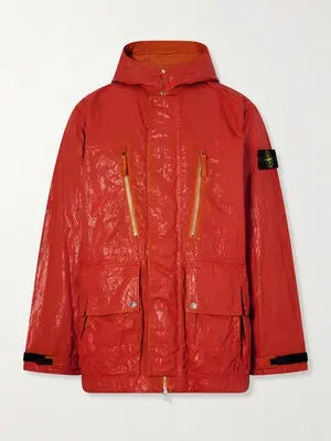 Stone Island Garment-dyed Recycled Crinkled-shell Jacket - Orange
