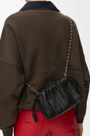 Loewe Mini Flamenco Pleats Purse In Nappa Lambskin - Black