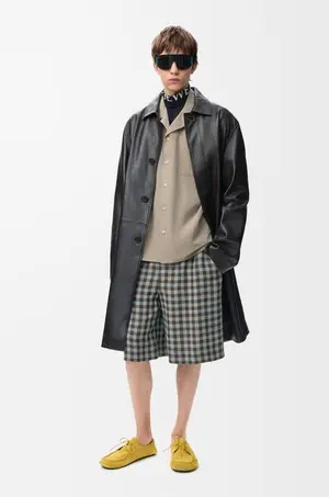 Loewe Short Sleeve Shirt In Wool And Cotton - Beige