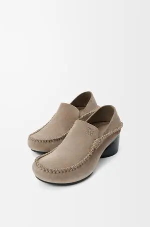 Loewe Oval Loafer In Suede Leather Skin - Hazelnut